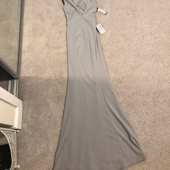 Lulus | Dresses | Lulus Gray Maxi Gown W Plunge Neck Small | Poshmark